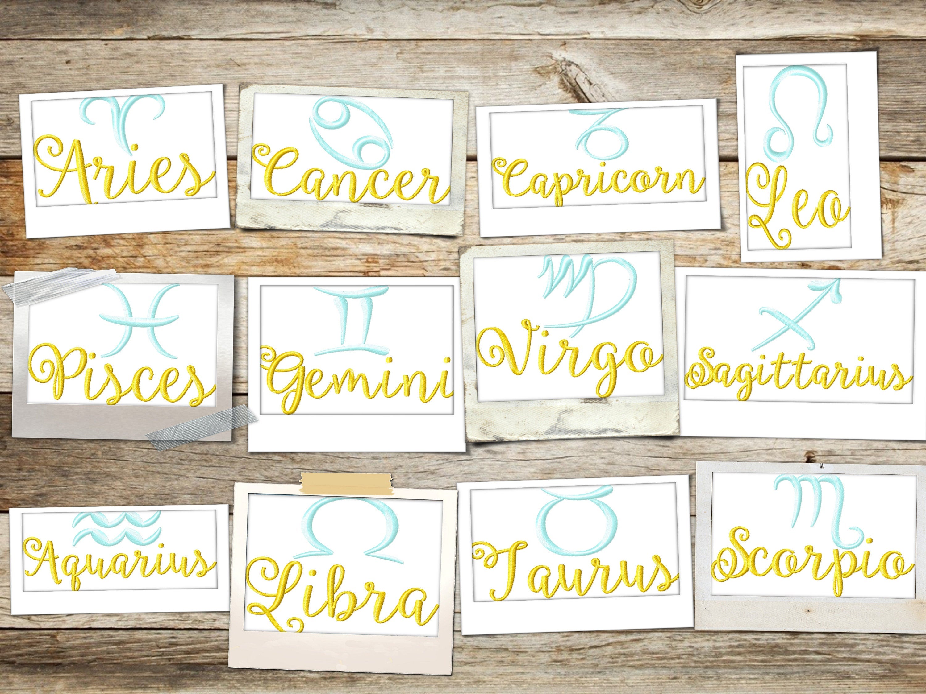 All 12 Signs of the Zodiac embroidery designs bundle 12 pcs astrology ...