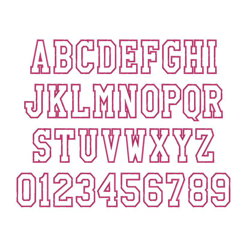 Narrow FONT applique Varsity Athletic Sport High School Team Players ...