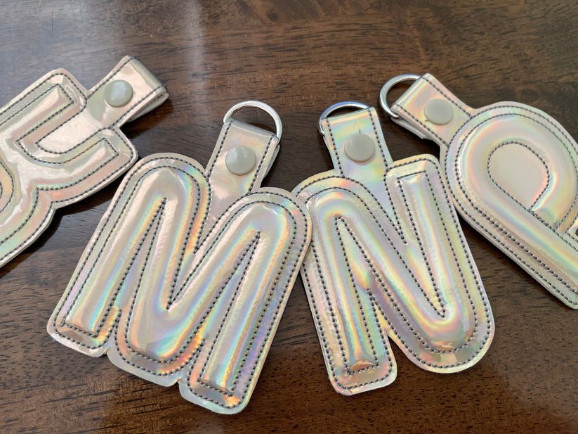 Retro Special Puffy Puff foam Classic key fob snap tab monogram A thru ...