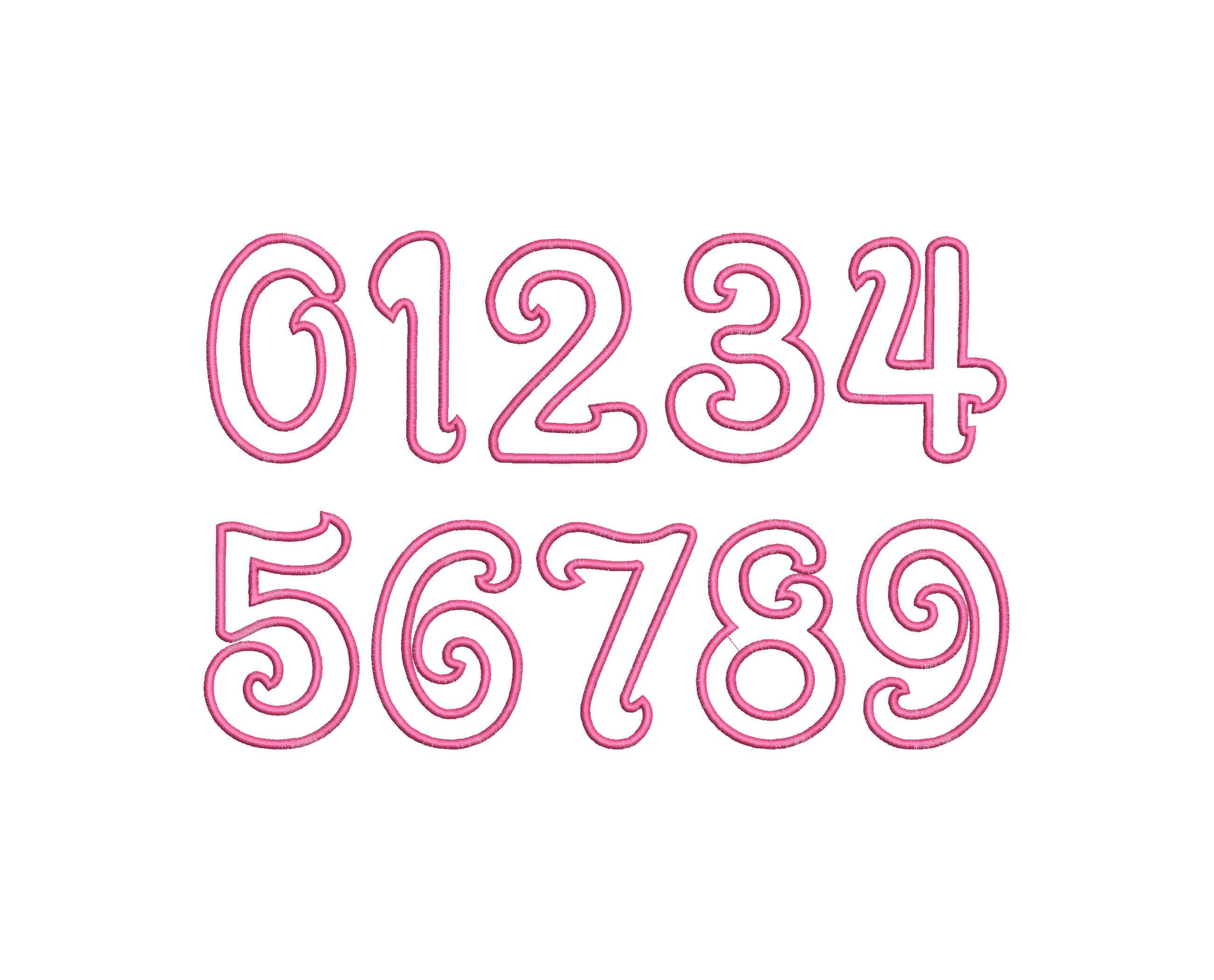 Girly with wide satin stitch Birthday Numbers applique kids outfit ...