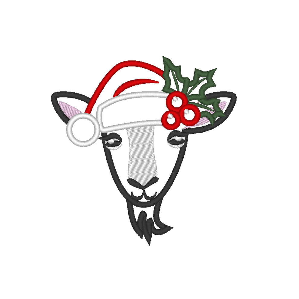 Christmas Goat with Santa Hat and Holly Flower – Artapli designs
