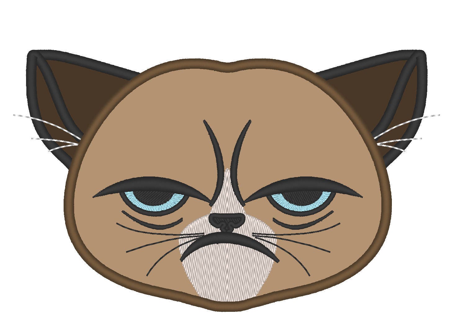 Grumpy cat face head applique - INSTANT DOWNLOAD - machine embroidery ...
