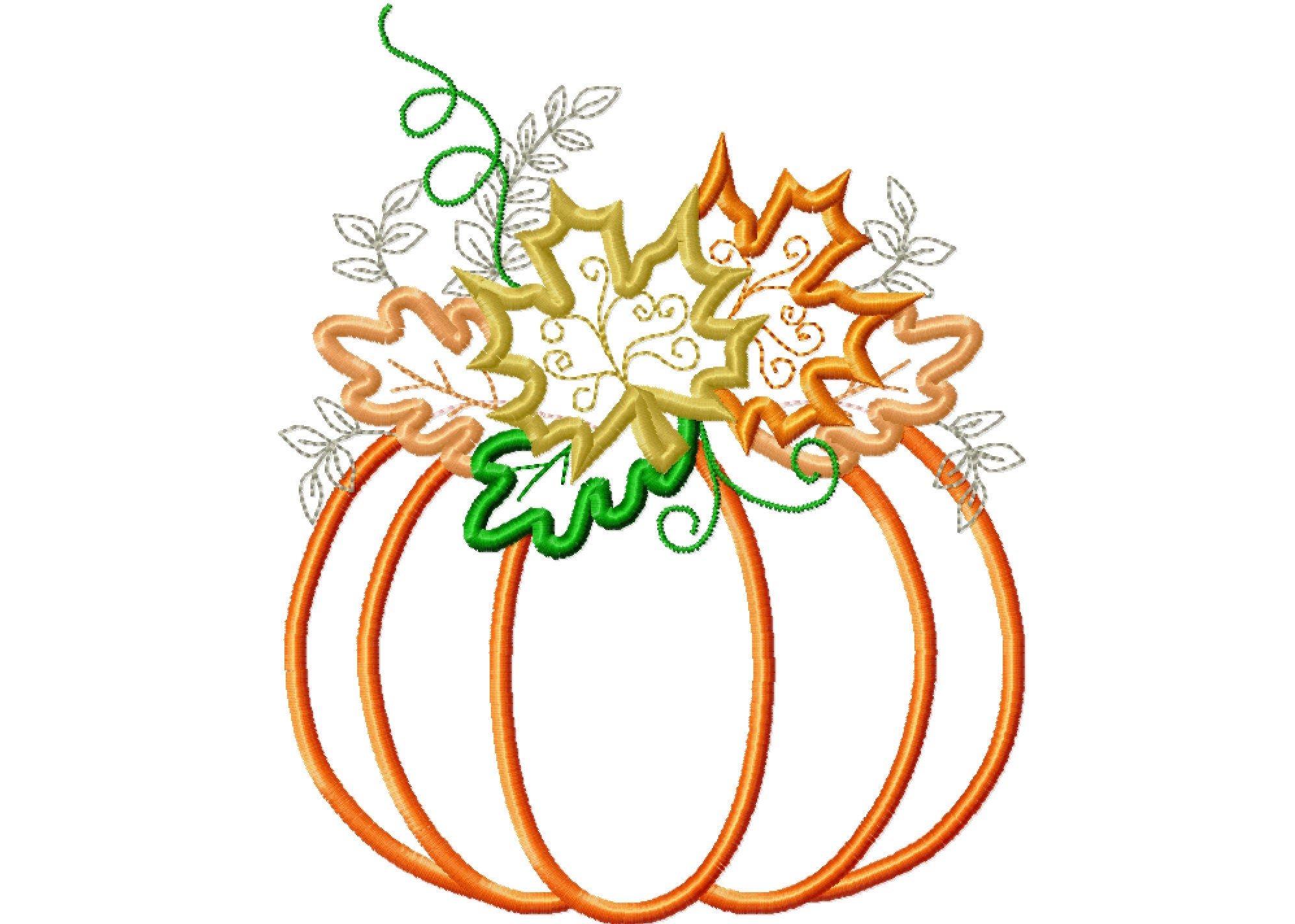Wreath leaves Pumpkin applique Design Fall Pumpkin Autumn pumpkin with ...