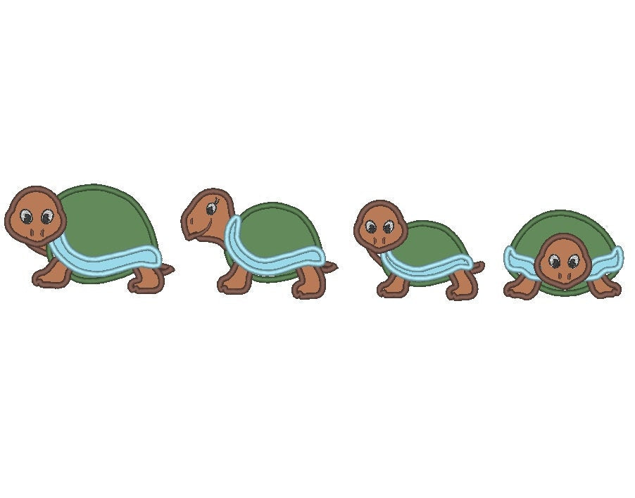 Turtles family set of single 4 designs, machine embroidery designs ...