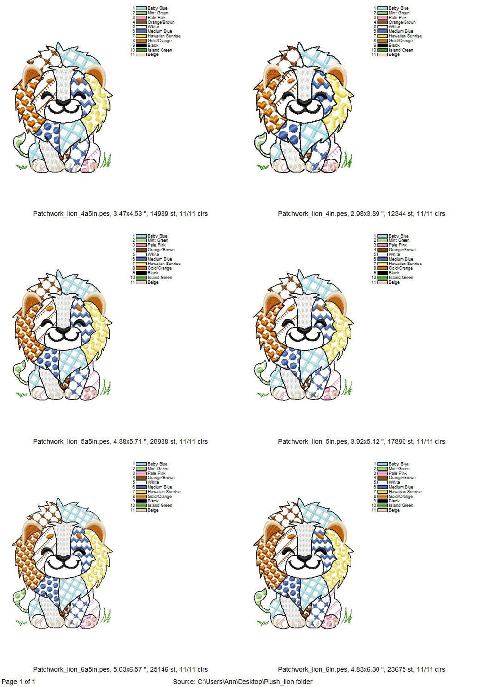 Cute little Patchwork Lion – Artapli designs