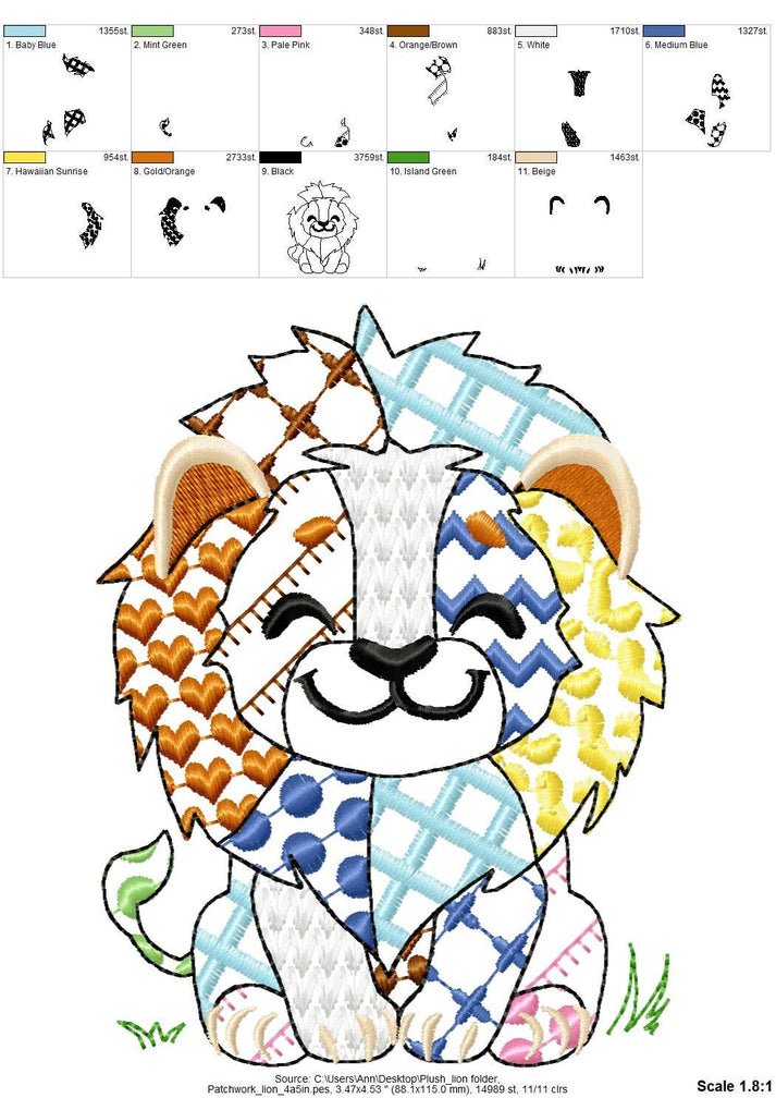 Cute Little Patchwork Lion – Artapli designs