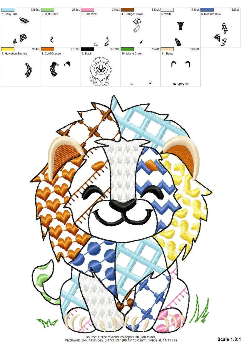 Cute little Patchwork Lion – Artapli designs