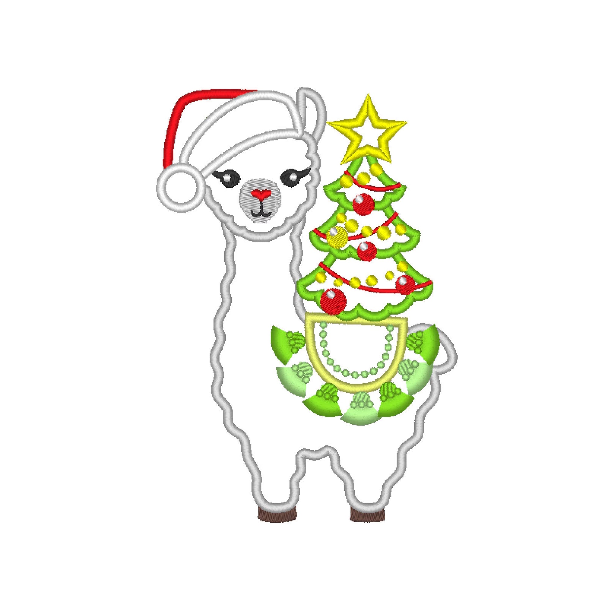 Llama with Christmas Tree Applique – Artapli designs