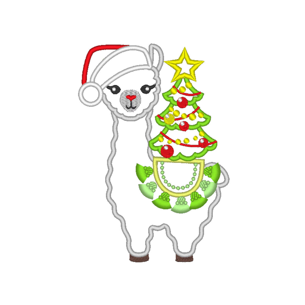 Llama with Christmas Tree Applique – Artapli designs